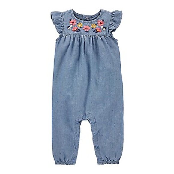 Carter's | One Pieces | Baby Girl Chambray Romper 3 Months | Poshmark